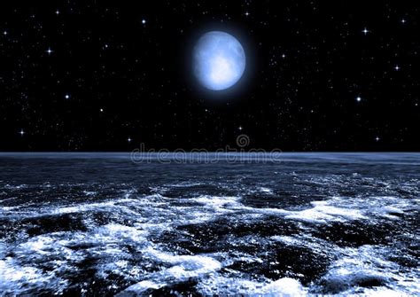 Full Moon And Stars Reflected In The Water Surface Stock Photo Image
