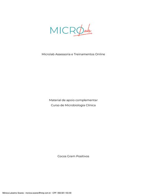 Apostila Cocos Gram Positivos Pdf Estreptococos Estafilococo