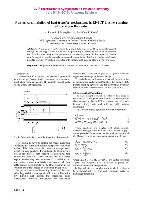Pdf Numerical Simulation Of Heat Transfer Mechanisms In Rf Icp Torches Running At Low Argon