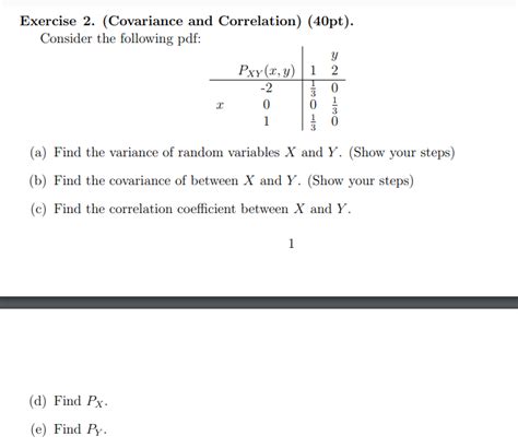 solved exercise 2 covariance and correlation 40pt