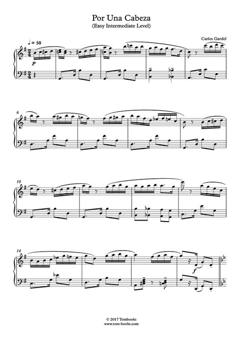 Por Una Cabeza Easy Intermediate Level Solo Piano Gardel Piano