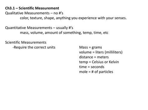Ppt Ch31 Scientific Measurement Qualitative Measurements No S