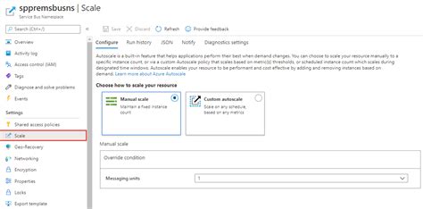 azure service bus automatically update messaging units azure