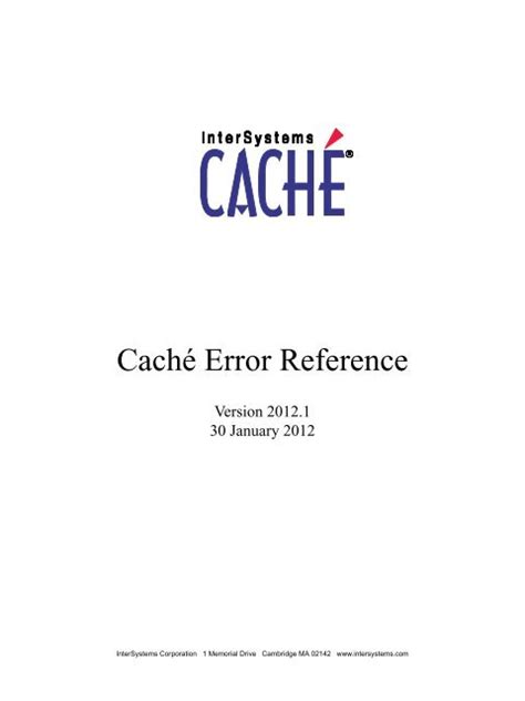 Caché Error Reference Intersystems Documentation