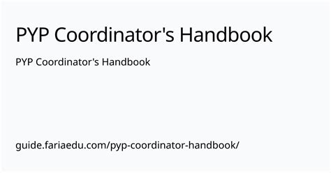 Pyp Coordinator S Handbook Pyp Coordinator S Handbook