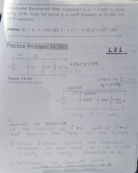 A Third Order Butterworth Filter Normalized To O 1