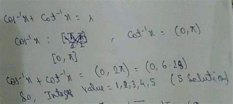 40 Number Of Integral Values Of Lambda Such That The Equation Cos 1 X Cot