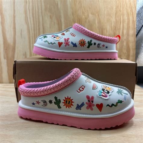 Ugg Shoes Ugg Tazz Pop Sketch Karol G White Pink Platform Slippers
