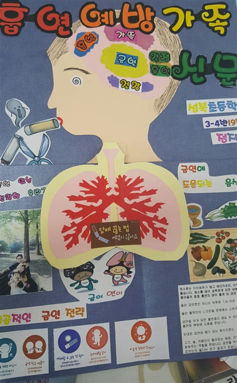 부산 최고의 금연 학교 성북 초등학교 금연 가족 신문 만들기 흡연 예방 포스터 학부모 건강 관리 흡연예방 교육 김서현