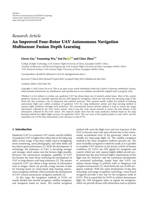 Pdf An Improved Four Rotor Uav Autonomous Navigation Multisensor Fusion Depth Learning