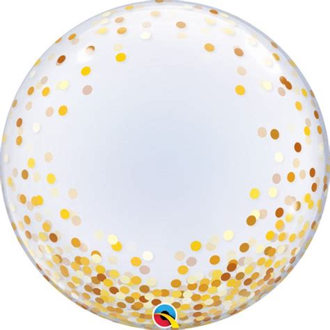 24 Inch Qualatex Deco Bubble Gold Confetti Dots Balloon 89727
