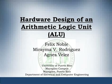 Ppt Hardware Design Of An Arithmetic Logic Unit Alu Powerpoint