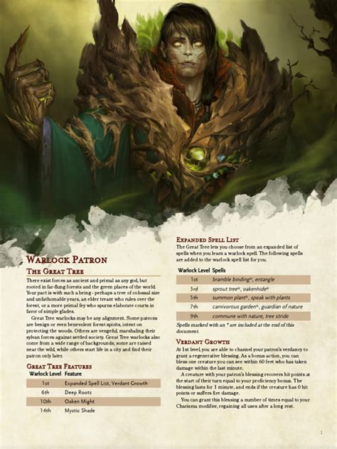 The Great Tree Warlock Subclass Pdf Trees