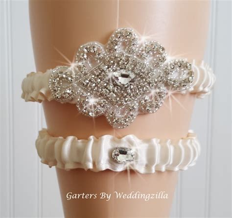 Sexy Plus Size Wedding Garter Set Ivory Garter Set Crystal