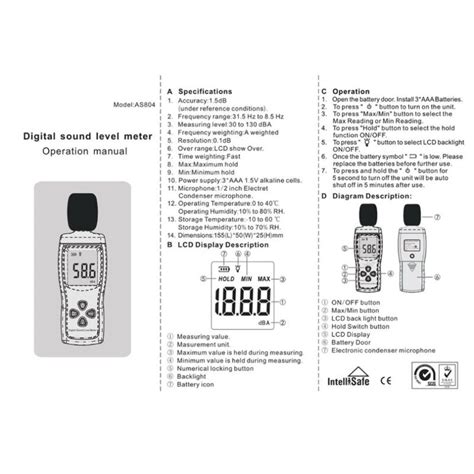 AS804 Digital Sound Level Meter 30 130db Decibel M Vicedeal