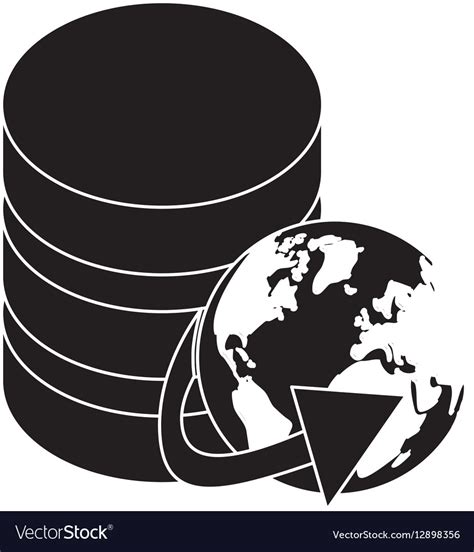 Black Database Globe Connections Network Design Vector Image