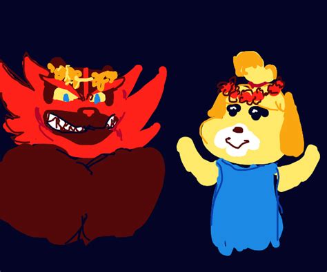 Incineroar And Isabelle With Flower Crowns Drawception