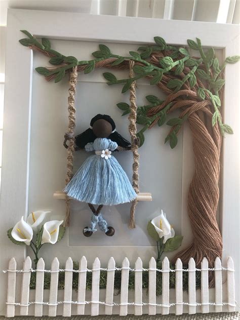 Macrame Doll Macrame Doll On Swing Framed Macrame Doll T For Her