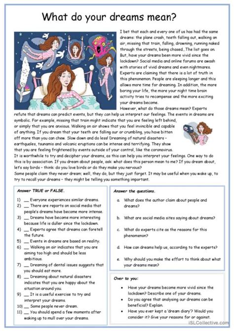 77 Dreams English Esl Worksheets Pdf And Doc