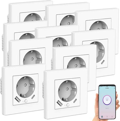Luminea Home Control WLAN Steckdose Einbau 10er Set WLAN