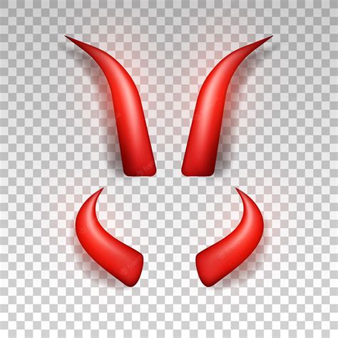 Premium Vector Set Of Two Realistic 3d Devil Horns Red Glossy Daemon