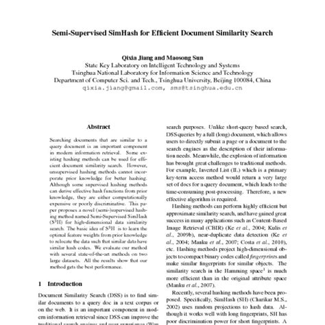 Semi Supervised Simhash For Efficient Document Similarity Search Acl Anthology