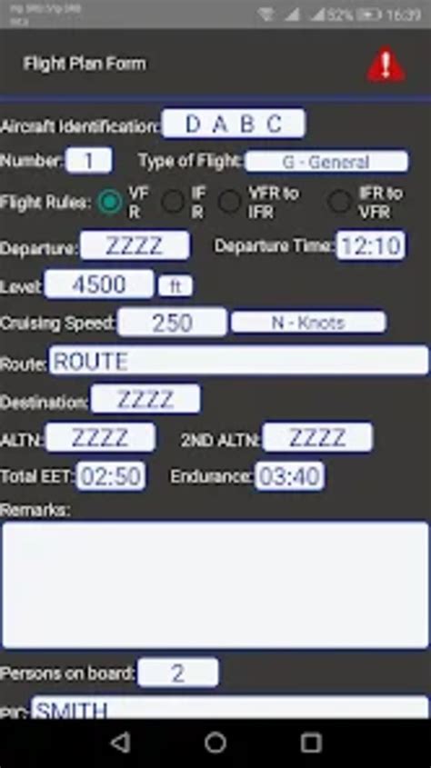 Flight Plan Form For Android Download