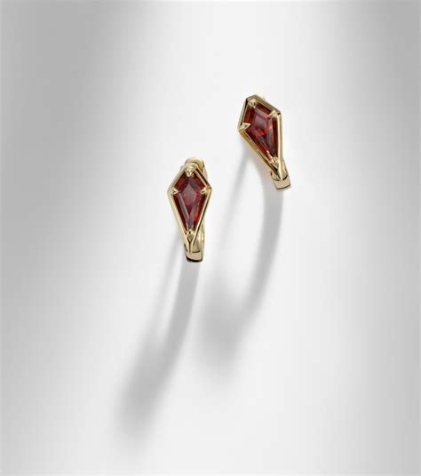 Stone And Strand Kite 14kt Gold Huggie Earrings With Garnet Stone And