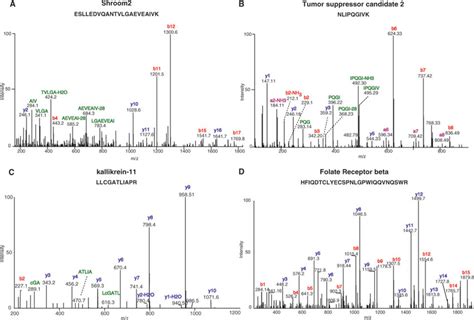 Representative Msms Spectra Of Peptides From Selected Proteins That