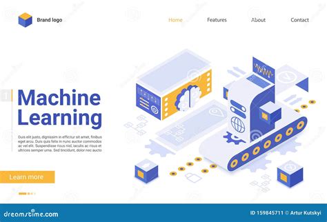 Machine Learning Flat Landing Page Vector Template Stock Vector Illustration Of Digital