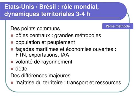 Ppt Etats Unis Brésil Rôle Mondial Dynamiques Territoriales 3 4
