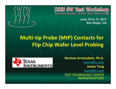 Contacts For Flip Chip Wafer Level Probing Semiconductor Wafer