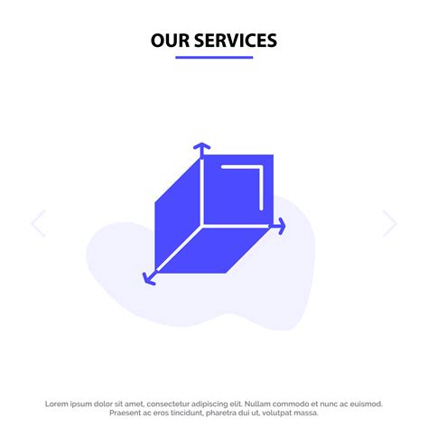 Our Services 3d Box Cuboid Design Solid Glyph Icon Web Card Template