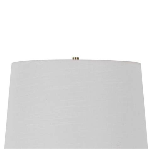 3 Way Table Tamp With Stacked Pyramid Glass Body And Fabric Shade