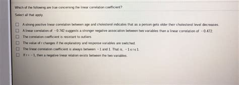 Solved Which Of The Following Are True Concerning The Linear