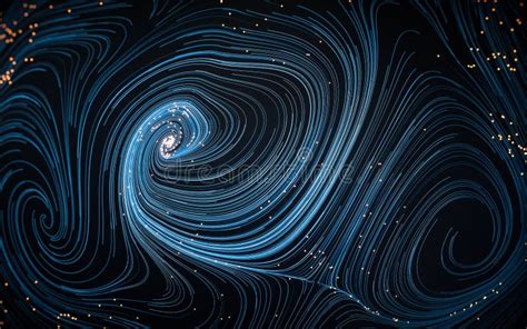 Wave Pattern With Flowing Curl Lines 3d Rendering Stock Illustration