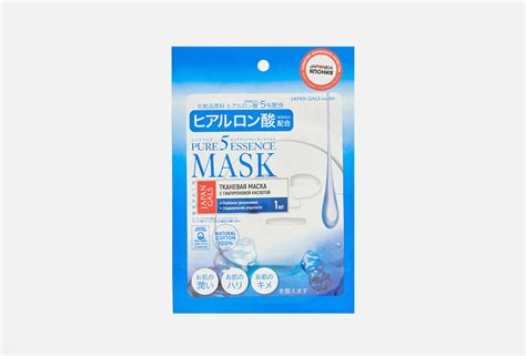 Japan Gals Маска для лица с гиалуроновой кислотой 1шт Pure Essence Face ...