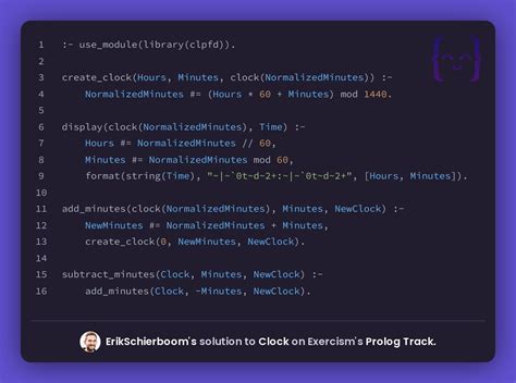Erikschierbooms Solution For Clock In Prolog On Exercism