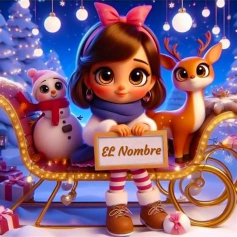 Escribe Tu Nombre En La Foto De Niña En Trineo