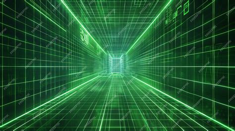 Premium Photo A 3d Wireframe Grid Room Threedimensional Laser Grid 16 In Nine Cyberspace Black