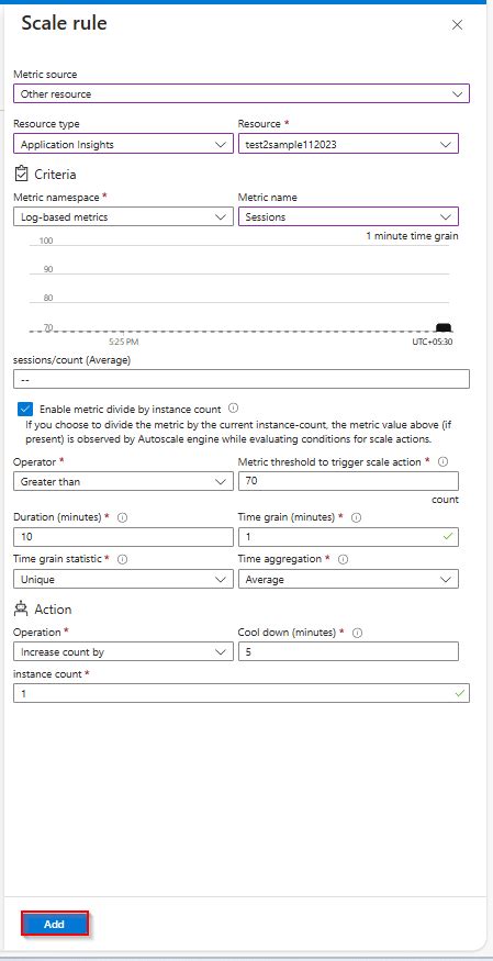 why is scale out instance count metric not working on azure app