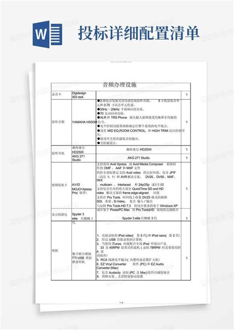 投标详细配置清单word模板下载编号qgzzdmvb熊猫办公