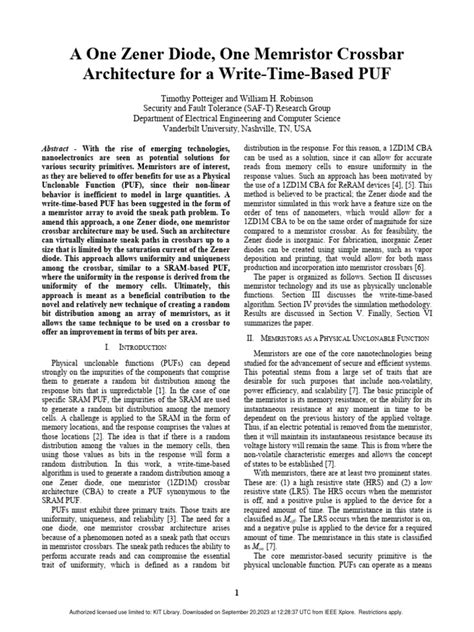 a one zener diode one memristor crossbar architecture for a write time