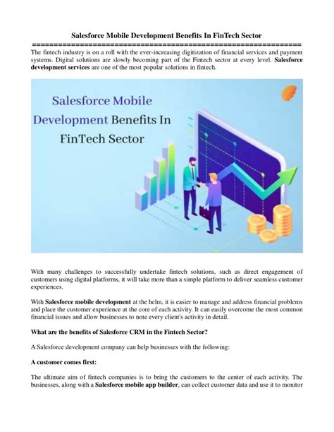 Ppt Salesforce Mobile Development Benefits In Fintech Sector