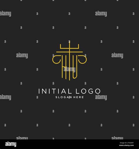 HU Initial With Monoline Pillar Logo Style Luxury Monogram Logo Design