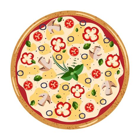 Pizza Vegetariana Entera Vista Superior Vector Premium