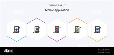 Mobile Application 25 Filledline Icon Pack Including Application Navigation Alarm Location