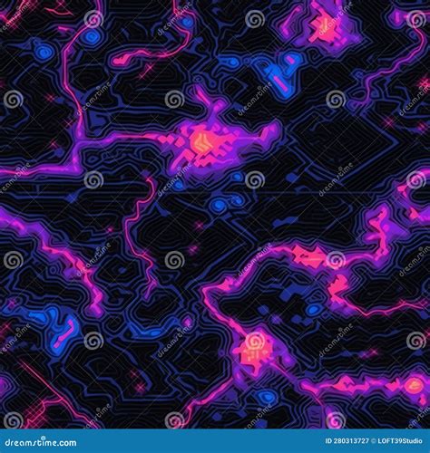 Generative Ai Topographic Map Seamless Pattern Stock Illustration