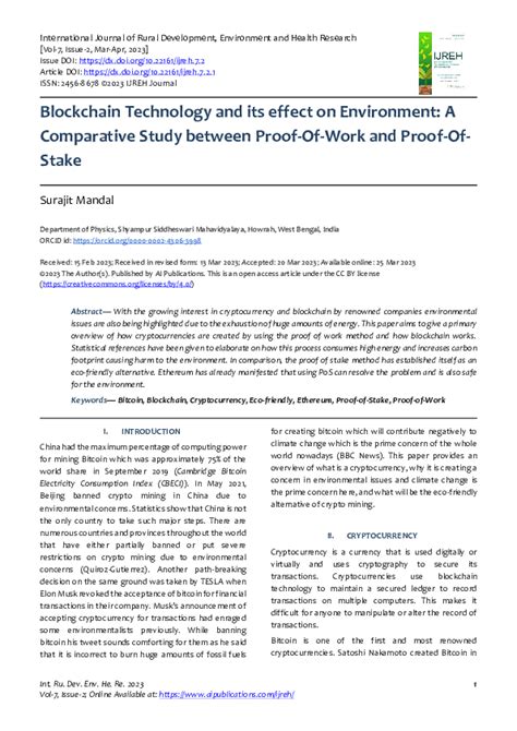 Pdf Blockchain Technology And Its Effect On Environment A