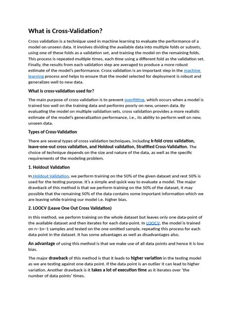 Cross Validation Pdf Cross Validation Statistics Data Analysis